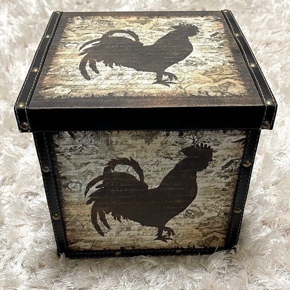 Accents | Sold Used Black Cream Rooster Decor Box | Poshmark